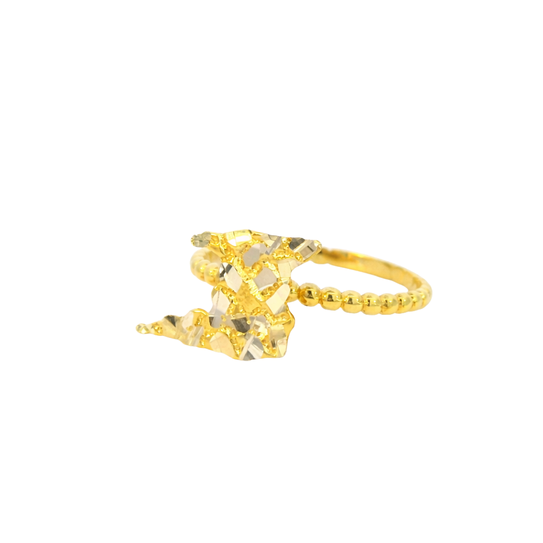Trinidad Map Nugget Beaded Ring | 10K Yellow Gold