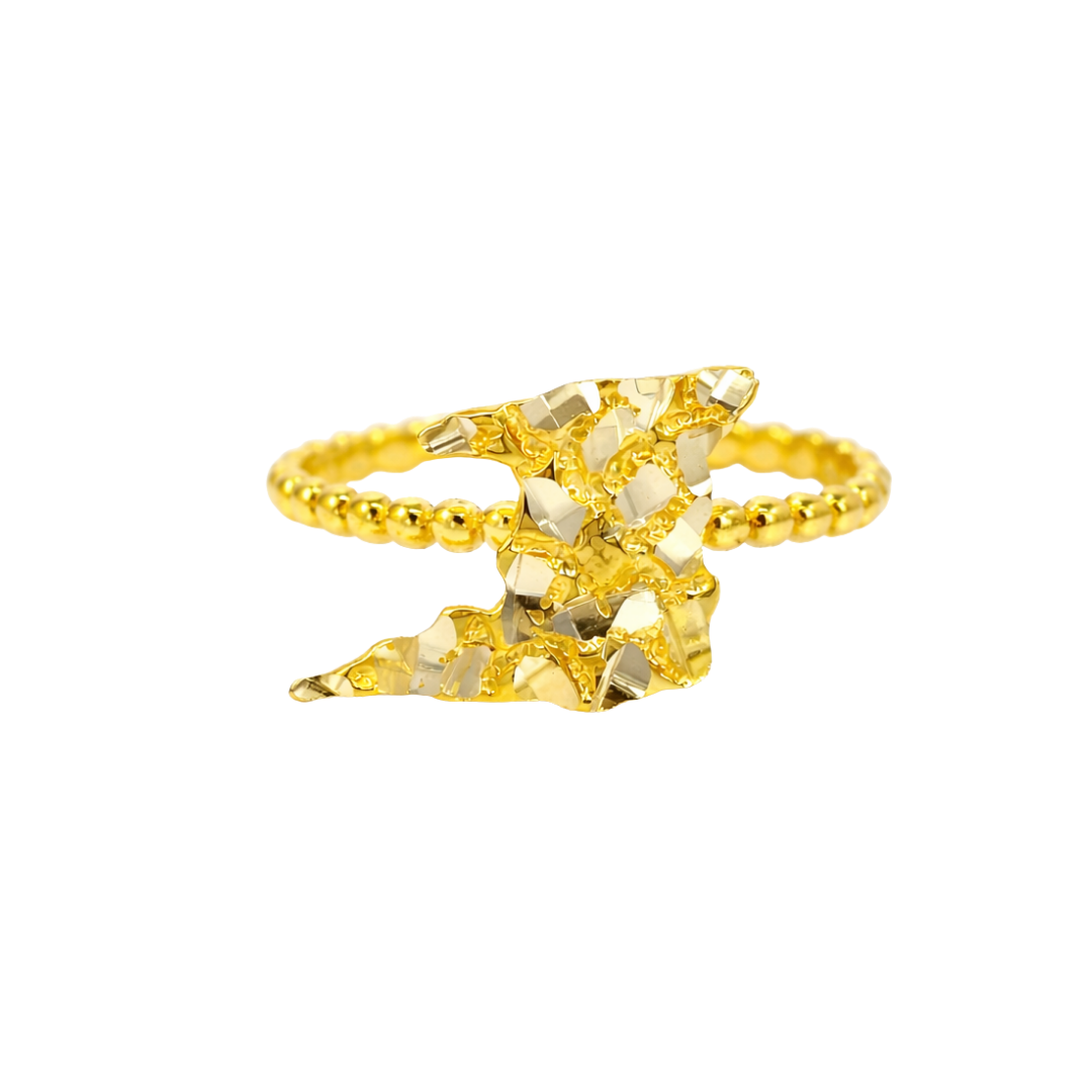 Trinidad Map Nugget Beaded Ring | 10K Yellow Gold